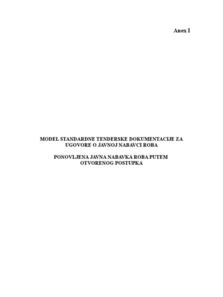 Ponovljena Standardna Tenderska Dokumentacija | PDF