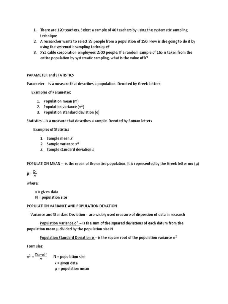 Math Lecture | PDF | Mean | Variance
