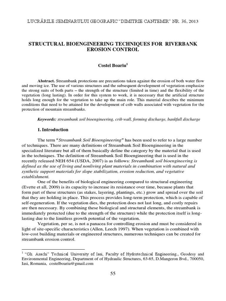 Structural Bioengineering Techniques For Riverbank Erosion Control PDF ...