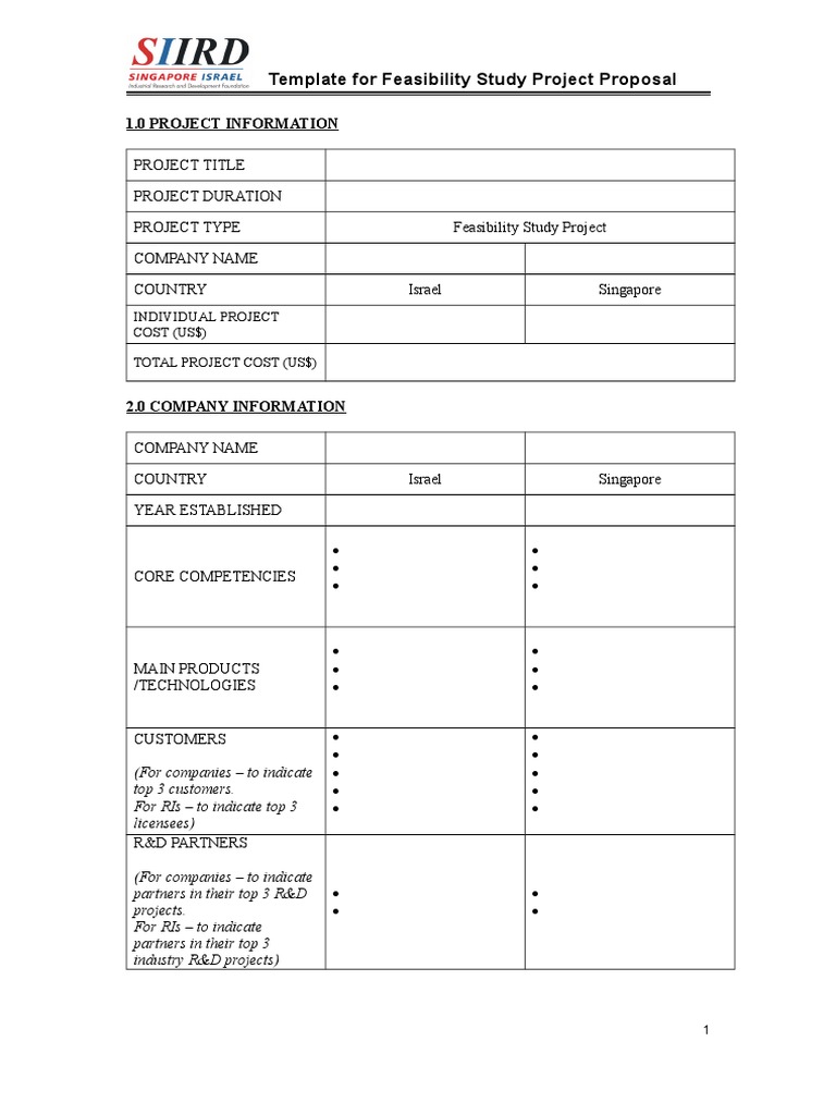 Template For Feasibility Study Project Proposal | PDF | Feasibility ...