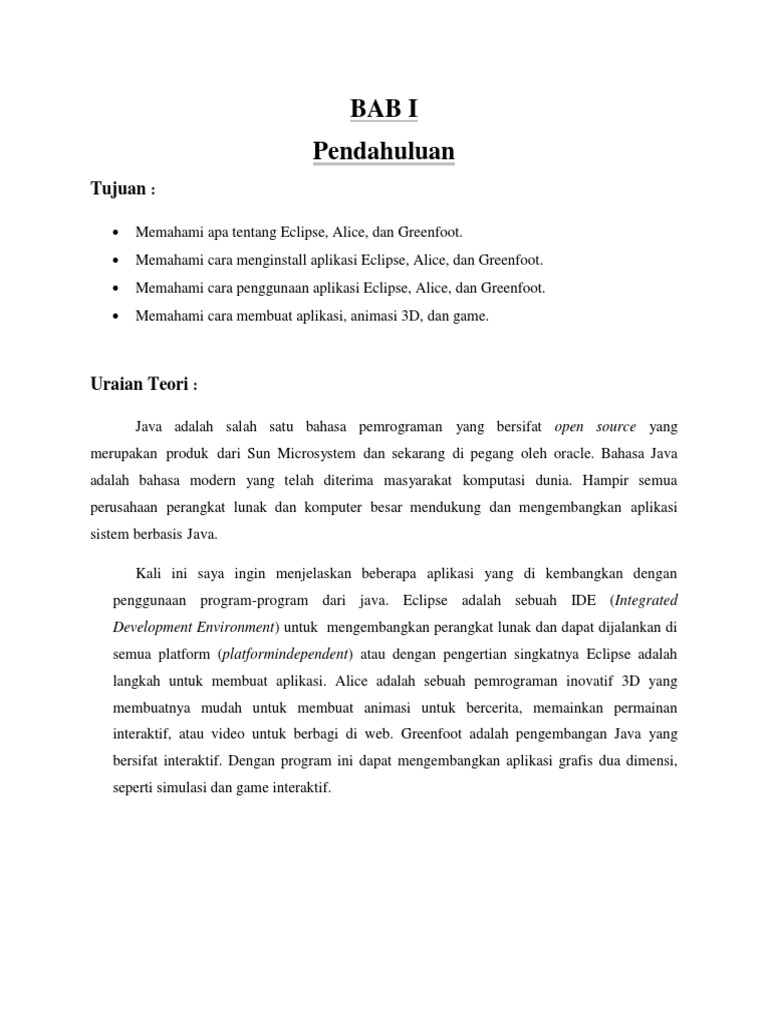 Panduan Eclipse, Alice, Greenfoot | PDF