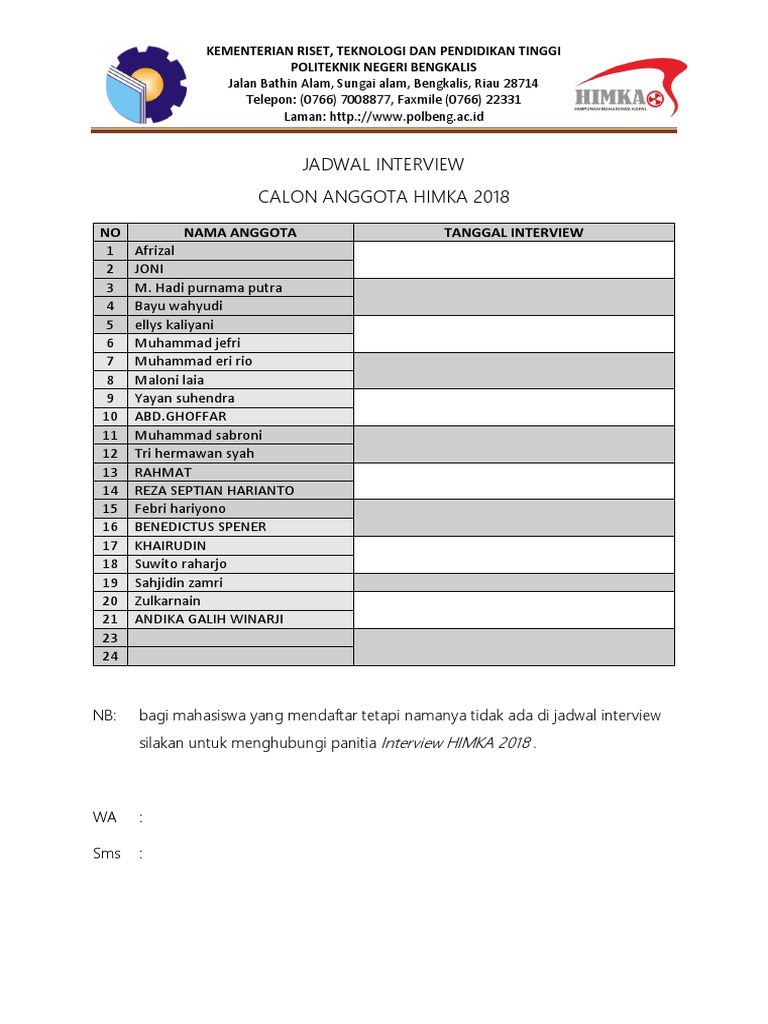 Jadwal Interview | PDF