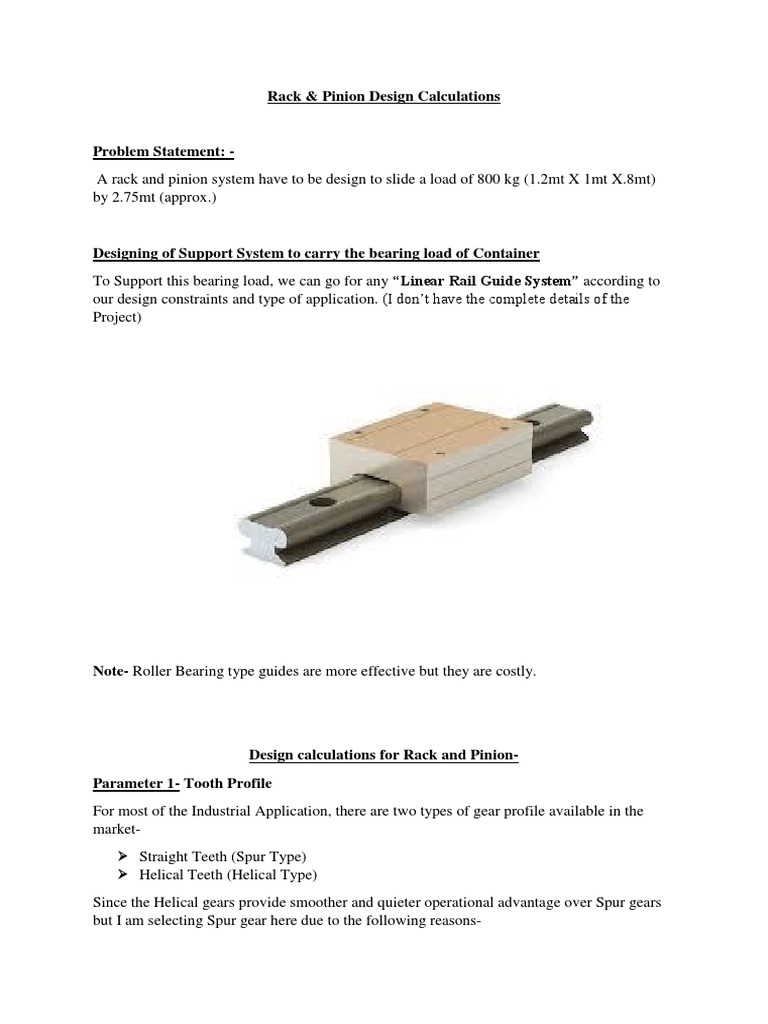 Rack & Pinion Design | PDF | Gear | Steel