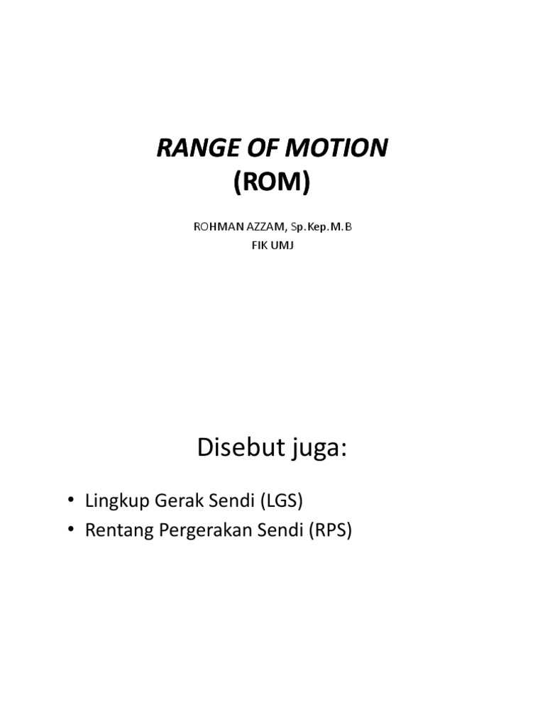 Range of Motion | PDF