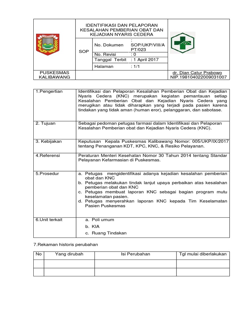 Spoidentifikasi Dan Pelaporan Kesalahan Pemberian Obat Dan Kejadian Nyaris Cedera | PDF | Sains ...
