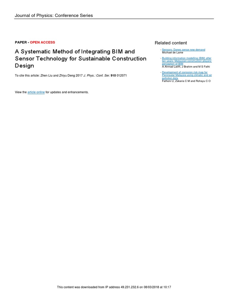 Integrating BIM & Sensors for Sustainable Construction | PDF | Building ...