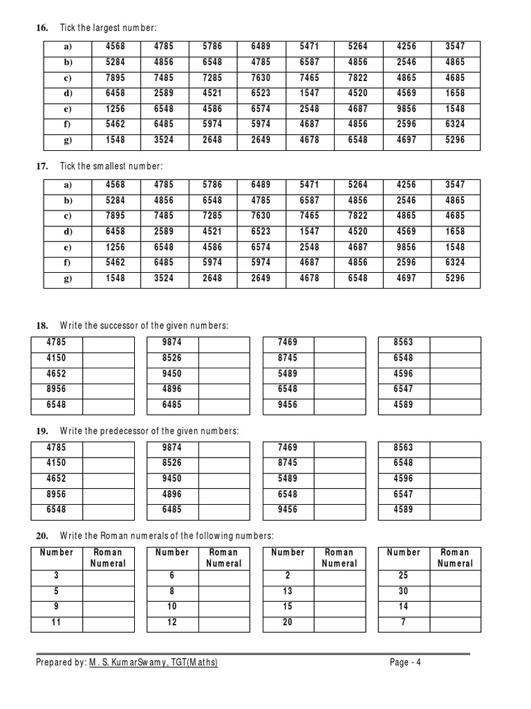 Maths Rev Worksheets 4 | PDF | Teaching Mathematics