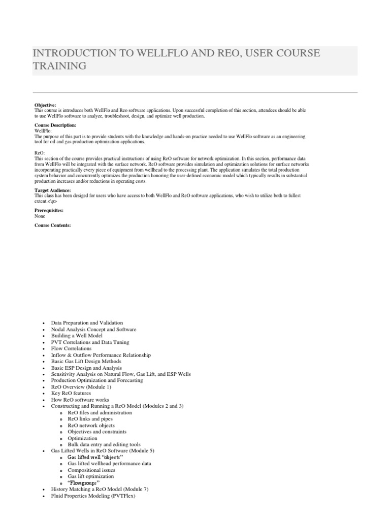 Introduction To Wellflo and Reo | PDF