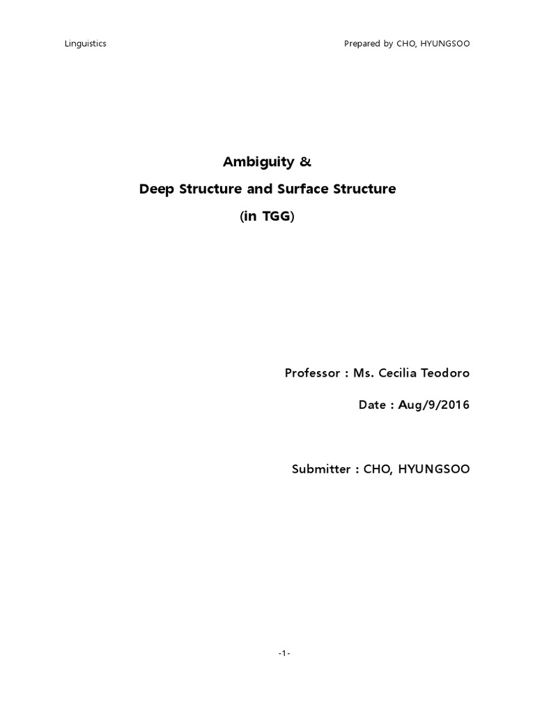 Deep and Surface Structure and Ambiguity | PDF | Phrase | Syntax