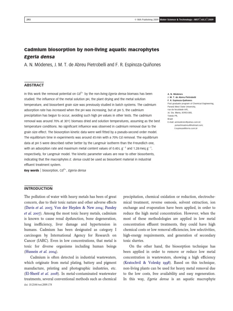 Water Science - Technology (2009) 293-300 | PDF | Adsorption | Chemical ...