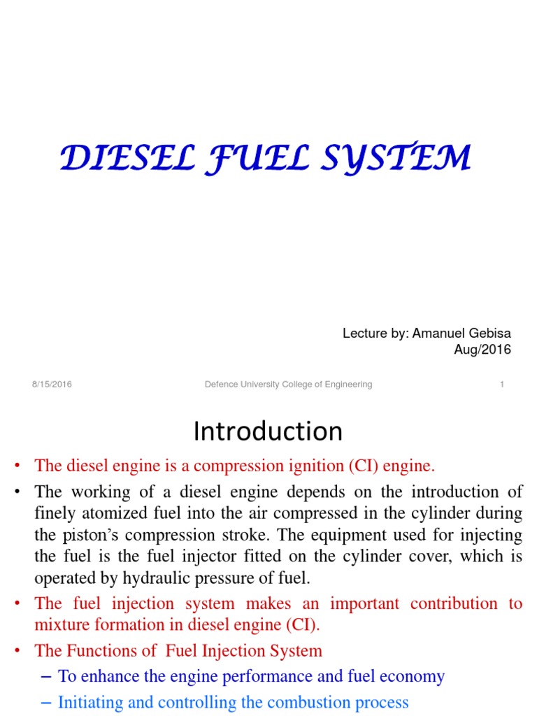 Diesel Engine Fuel System Overview | PDF | Diesel Engine | Fuel Injection
