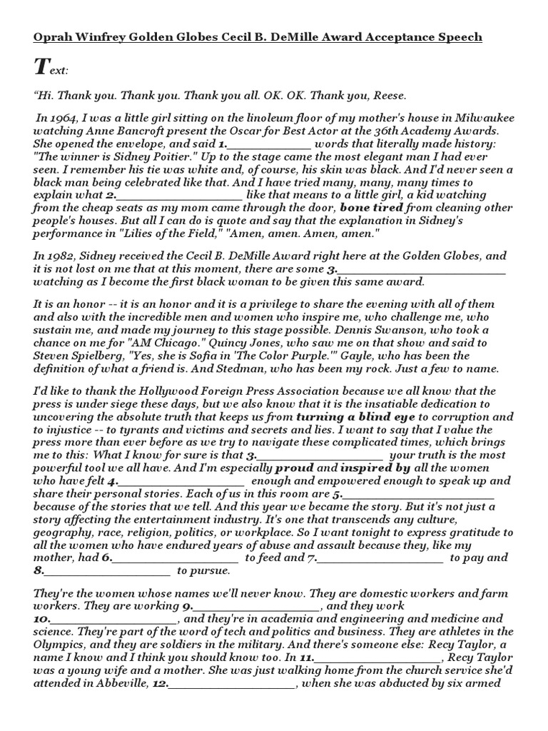 Oprah Winfrey Golden Globes Cecil B | PDF