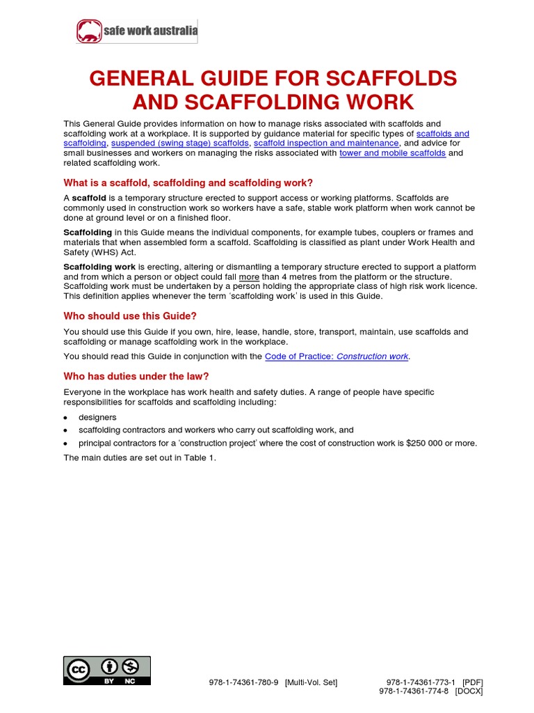 Scaffolds Scaffolding Work General Guide | PDF | Scaffolding | Occupational Safety And Health