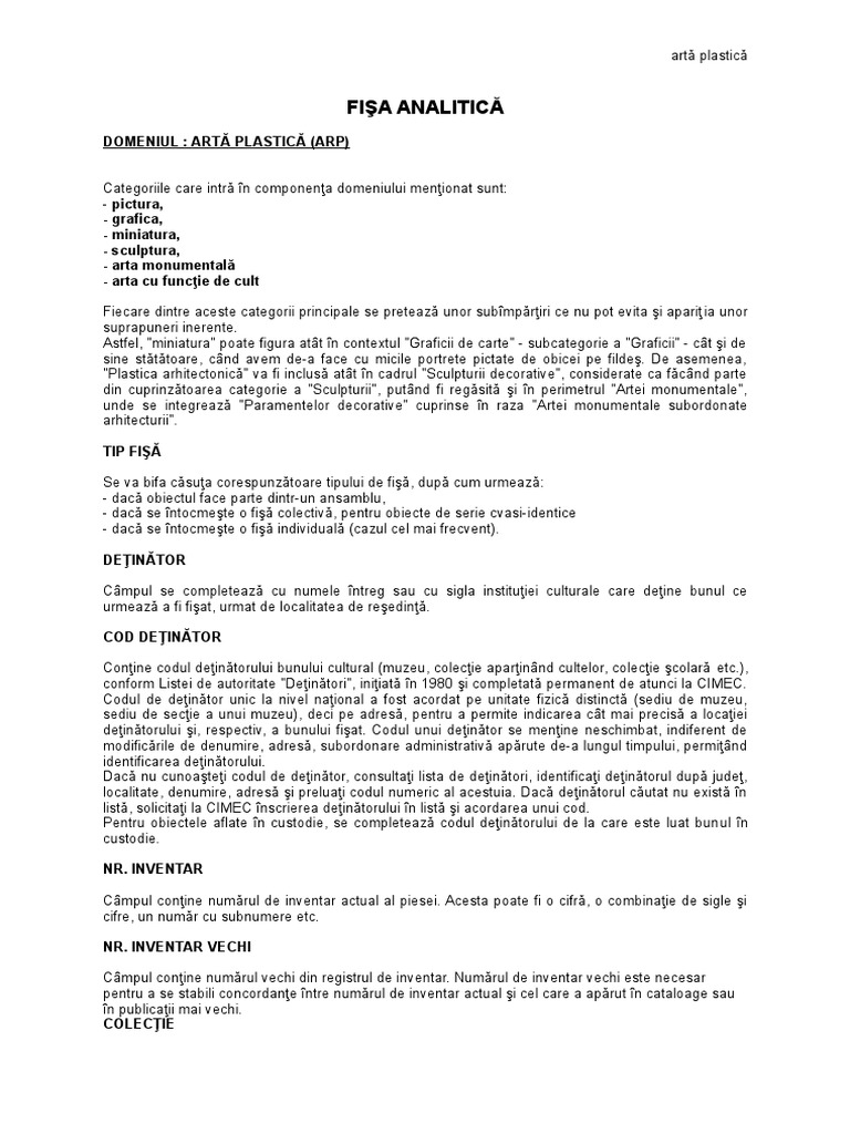 Fisa Analitica | PDF