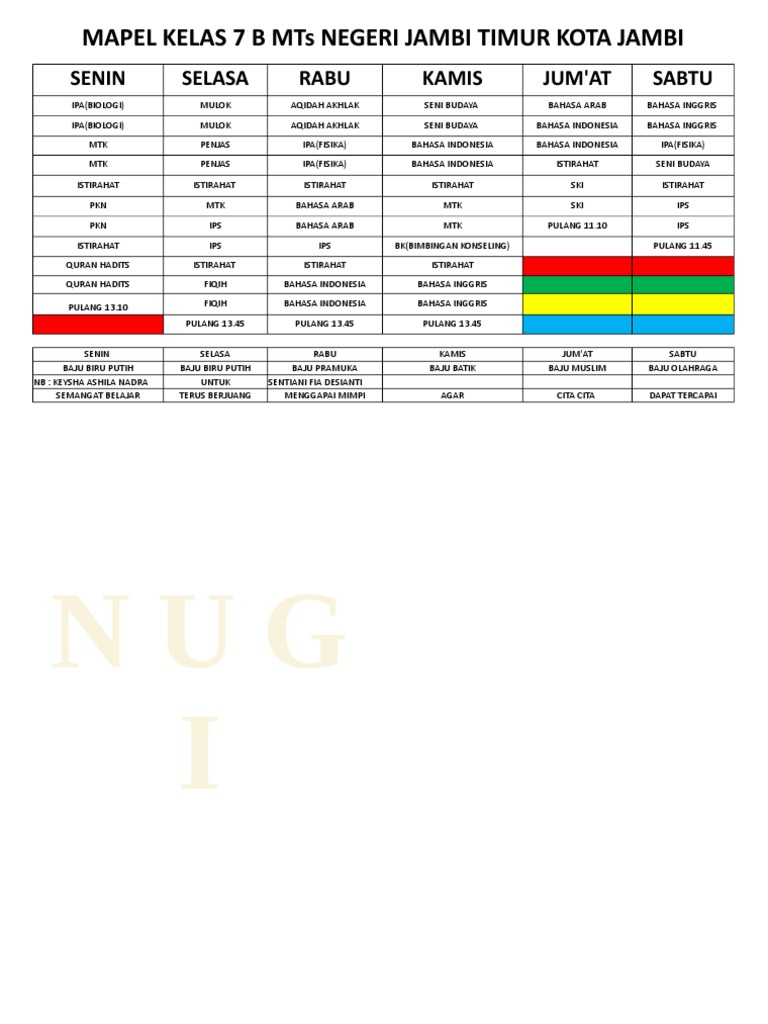 Contoh Jadwal Pelajaran Smp Mts Pdf