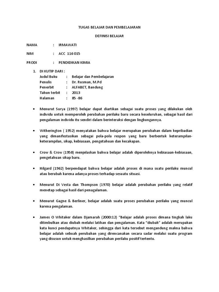 Definisi Belajar Menurut para Ahli | PDF