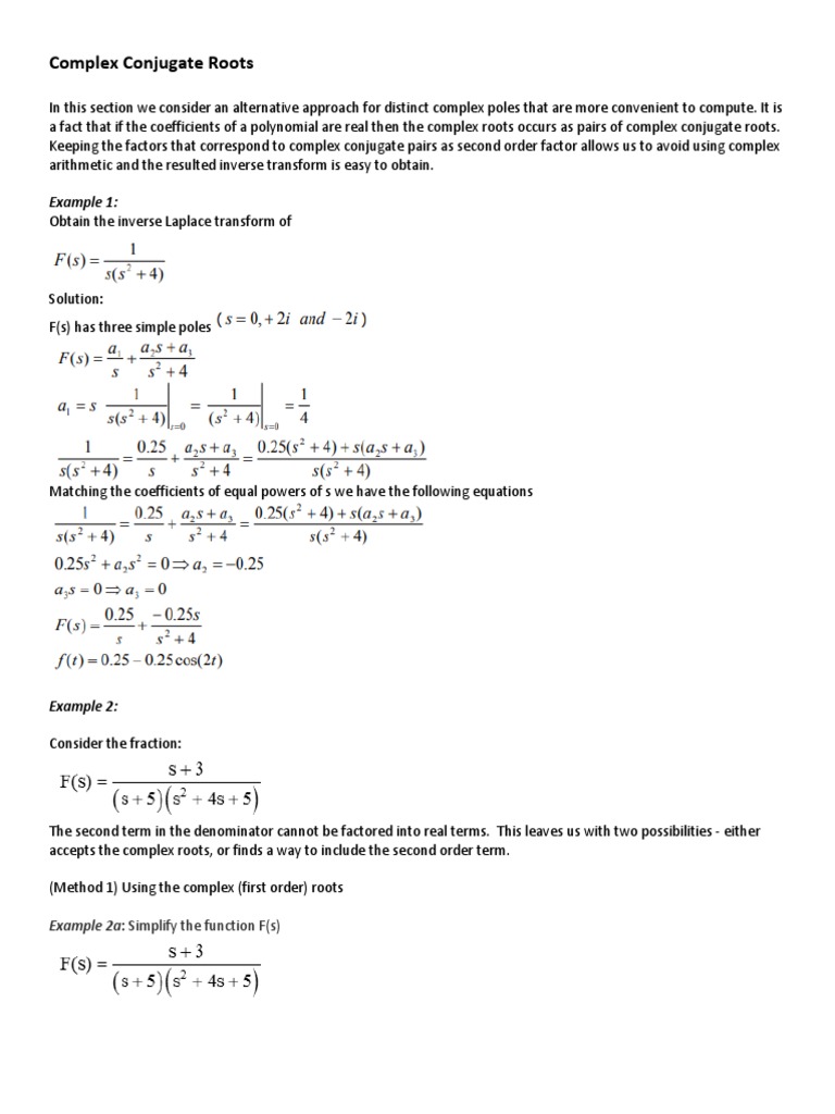 Complex Conjugate Roots Simplification | PDF | Complex Number | Polynomial