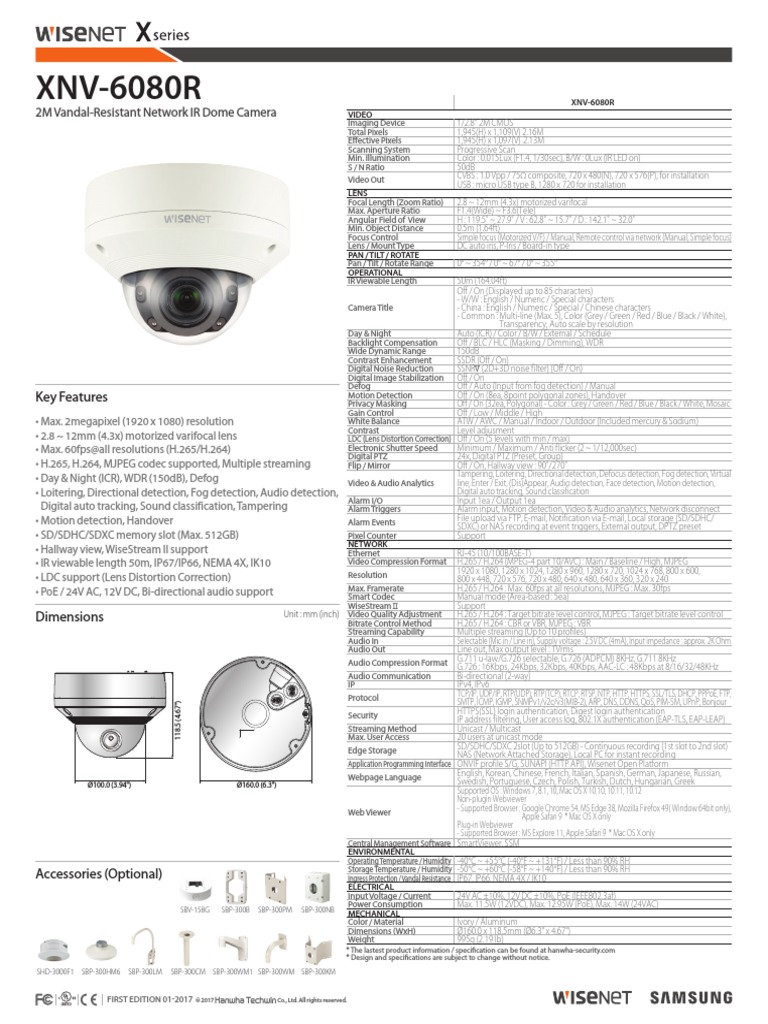 Xnv 6080r Specifications(1) | Ip Address | Camera