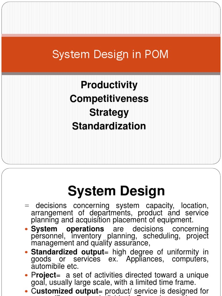 System Design in POM 1 | PDF | Operations Management | Production And ...