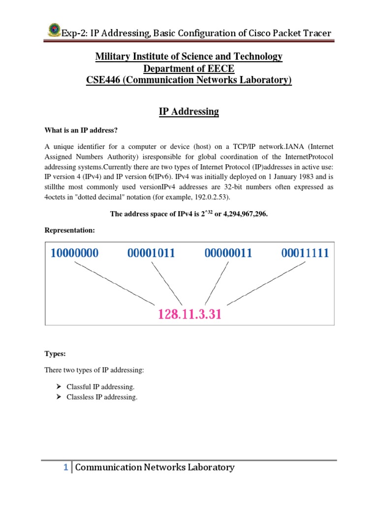 Military Institute of Science and Technology Department of EECE CSE446 (Communication Networks ...