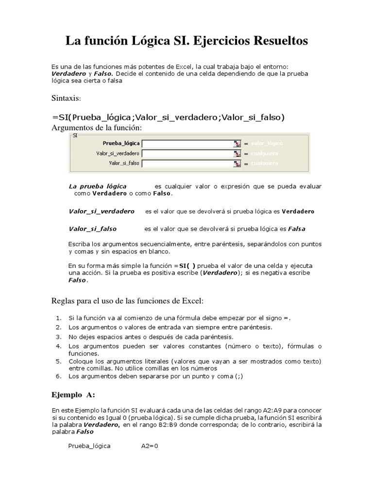 La Funcion Logica SI Ejercicios Resueltos - Unlocked | PDF | Fórmula | Point and Click