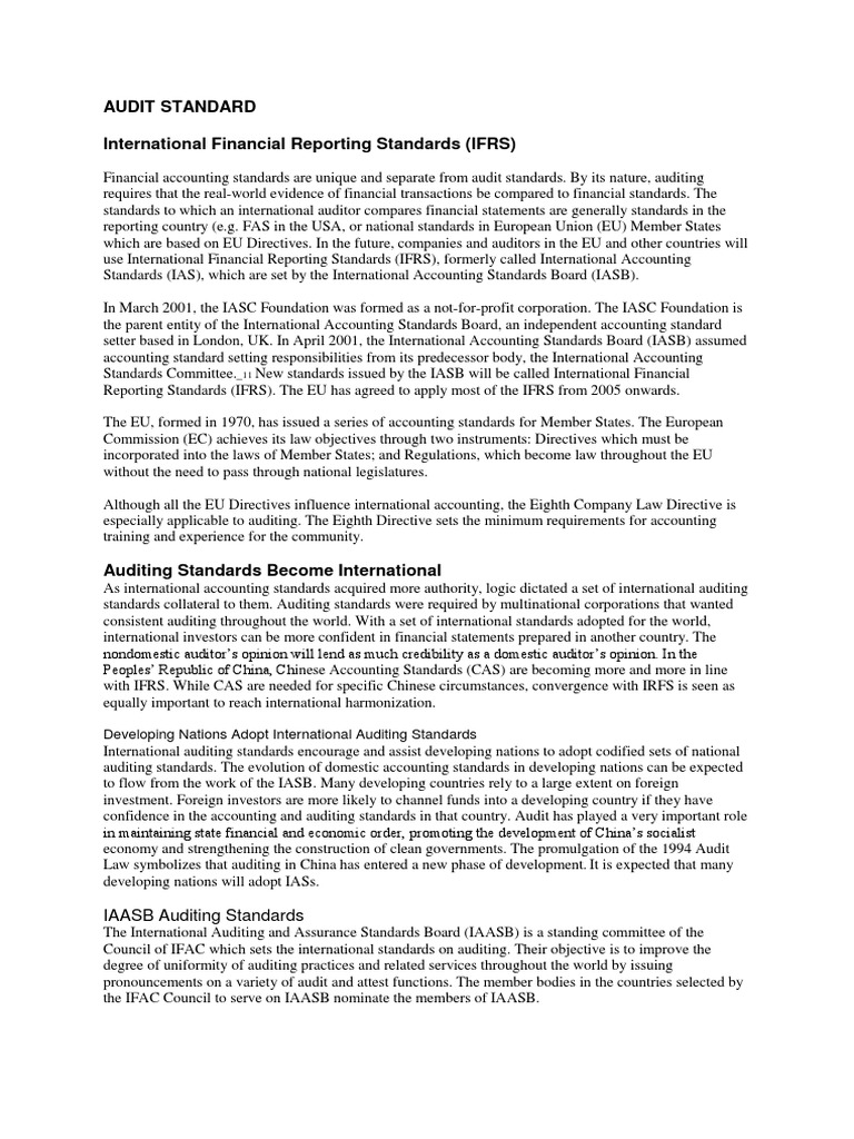 Audit Standard and Regulations | PDF | International Financial ...