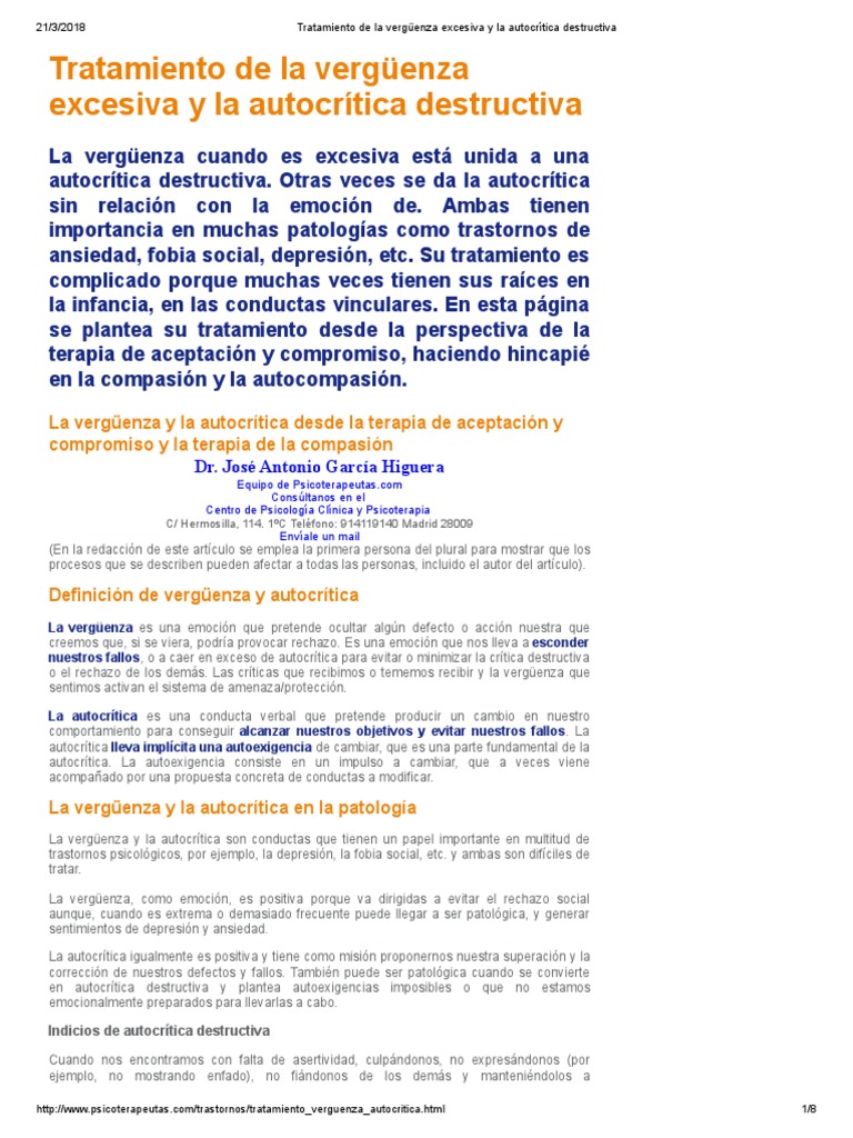 Tratamiento de la autocrítica destructiva | PDF | Adultos | Las emociones