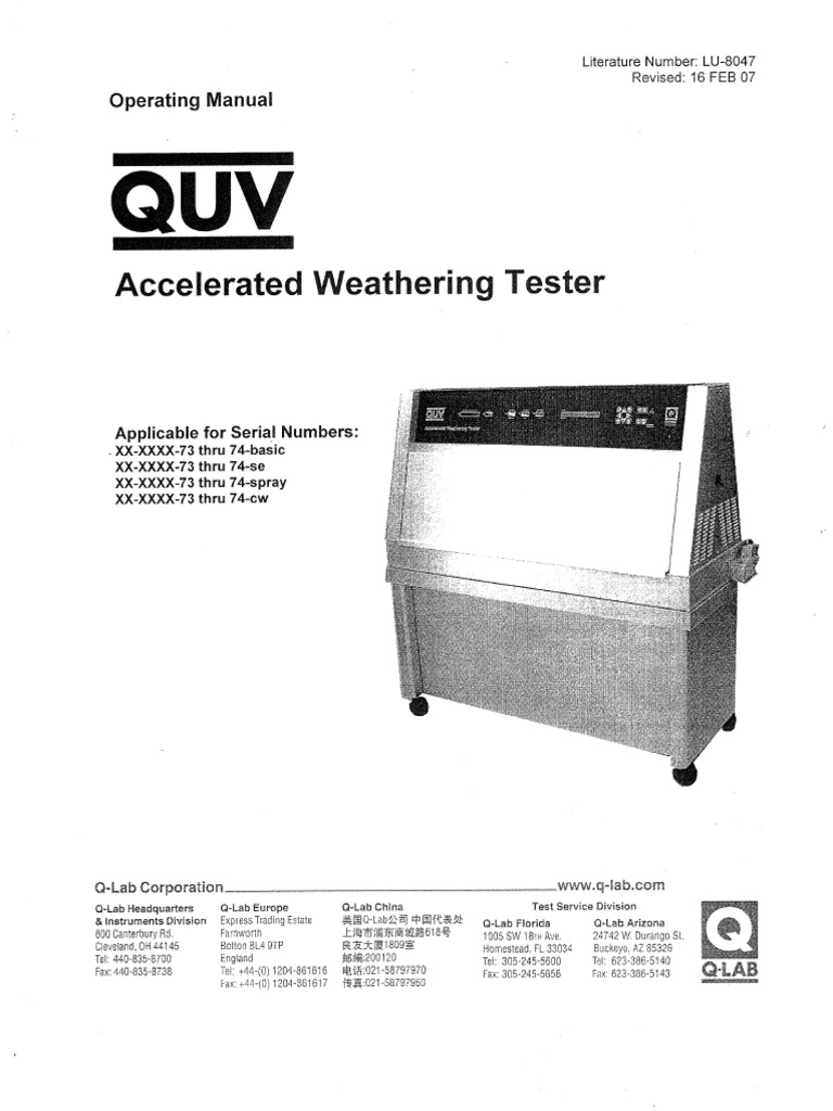 Manual de Operación QUV | PDF