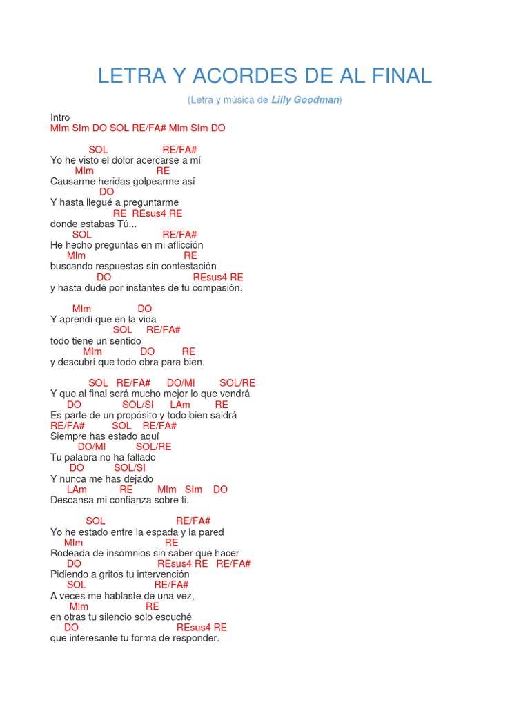 Letra y Acordes de Al Final | PDF