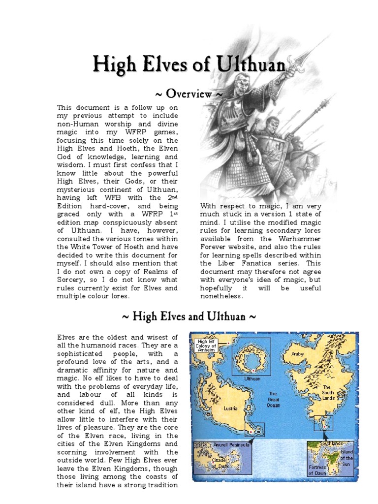 WFRP High Elf | PDF | Elf (Dungeons & Dragons) | Elves In Fiction