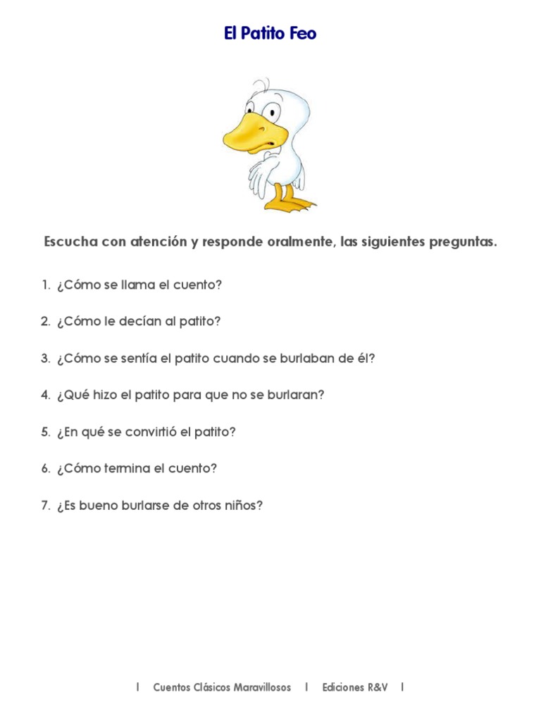 El Patito Feo - Lenguaje Comprensivo PDF