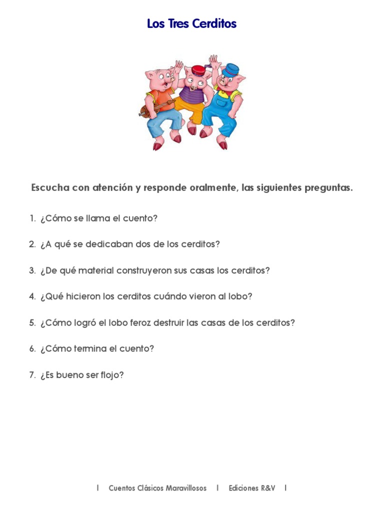 Los Tres Cerditos - Lenguaje Comprensivo PDF | PDF | Deportes | Ocio