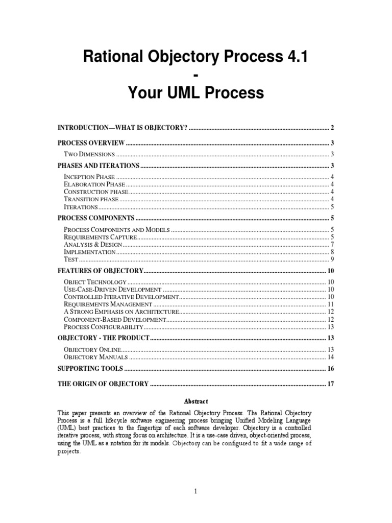 Objectory4.1 White Paper | PDF | Use Case | Component Based Software ...