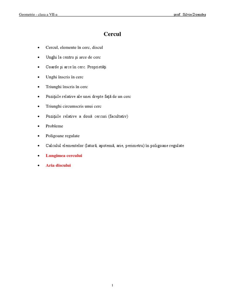 Cercul, Proprietati | PDF