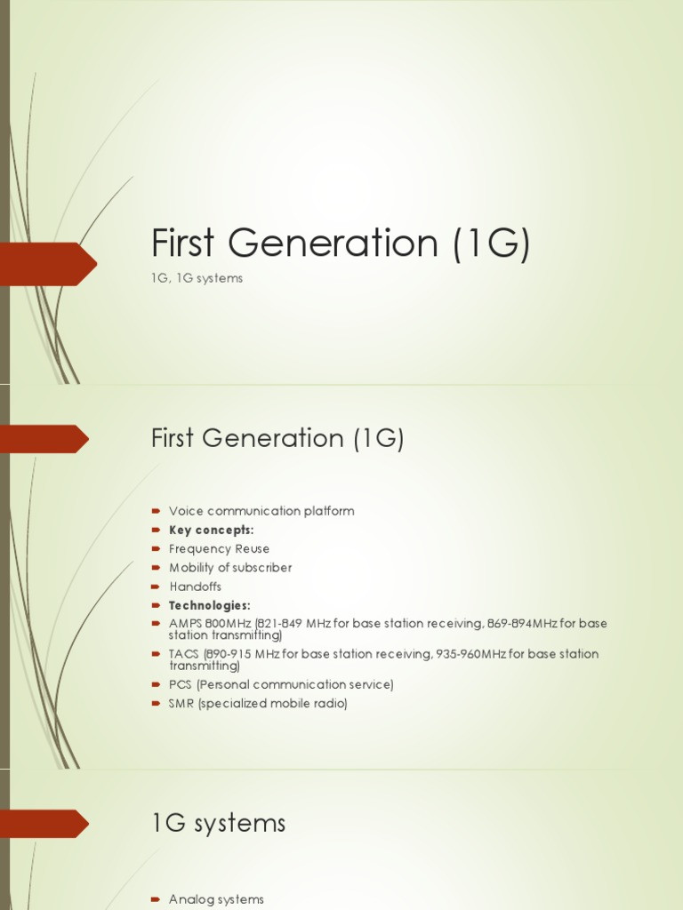First Generation (1G) | PDF