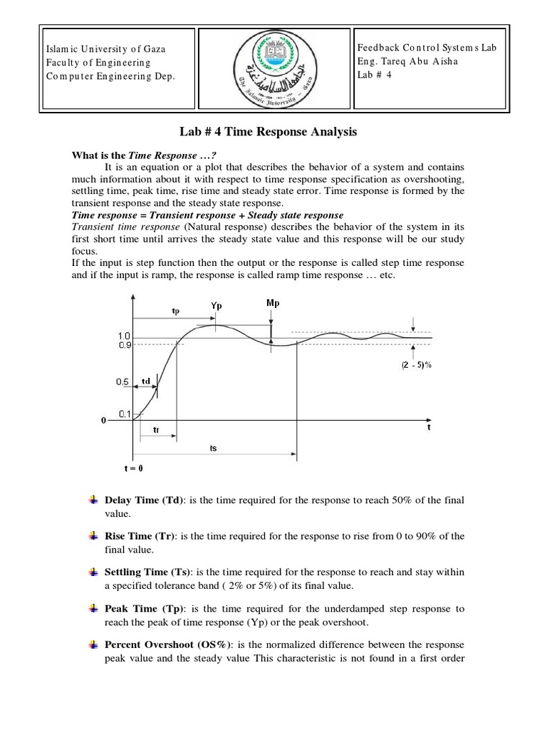 Lab # 4 Time Response Analysis | PDF | Systems Science | Mathematical Concepts