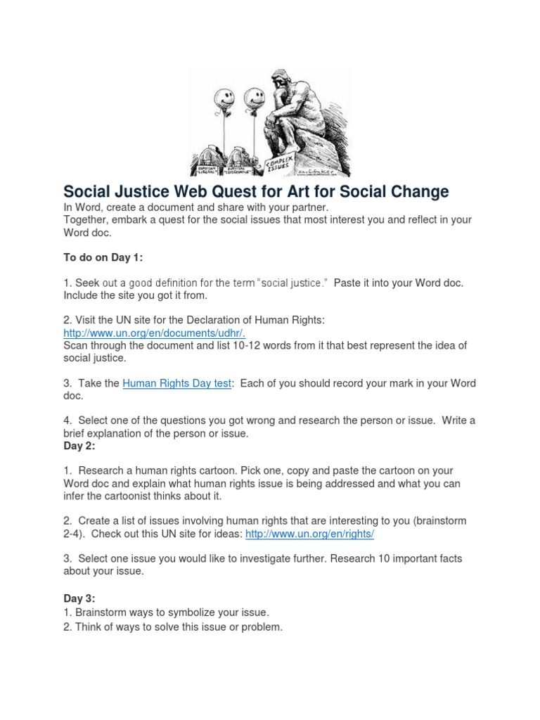 Social Justice Web Quest Art For Social Change | PDF | Art | Computers