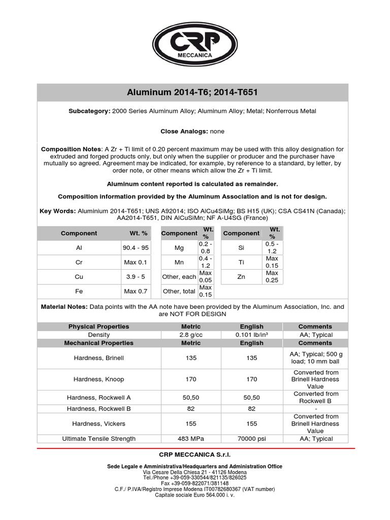 aluminium-2014.pdf | Strength Of Materials | Aluminium