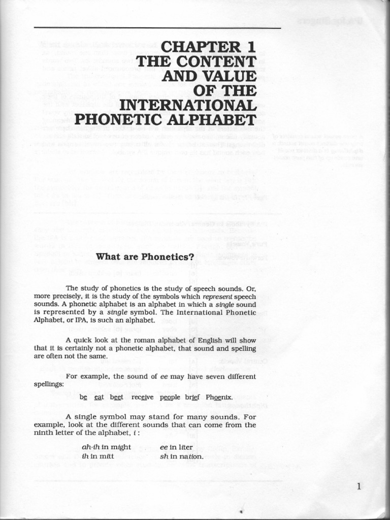 International Phonetic Alphabet For Singers, Wall, Chapter 1 | PDF