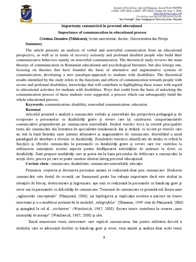 7 - 19 - Importanta Comunicarii in Procesul Educational - 0 | PDF