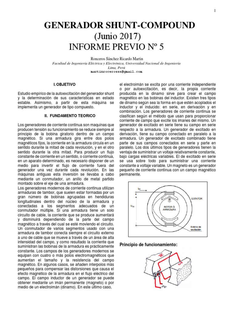 Generador Shunt Compound | PDF | Inductor | Generador eléctrico