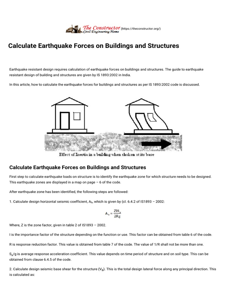 Calculate Earthquake Forces On Buildings and Structures | PDF ...