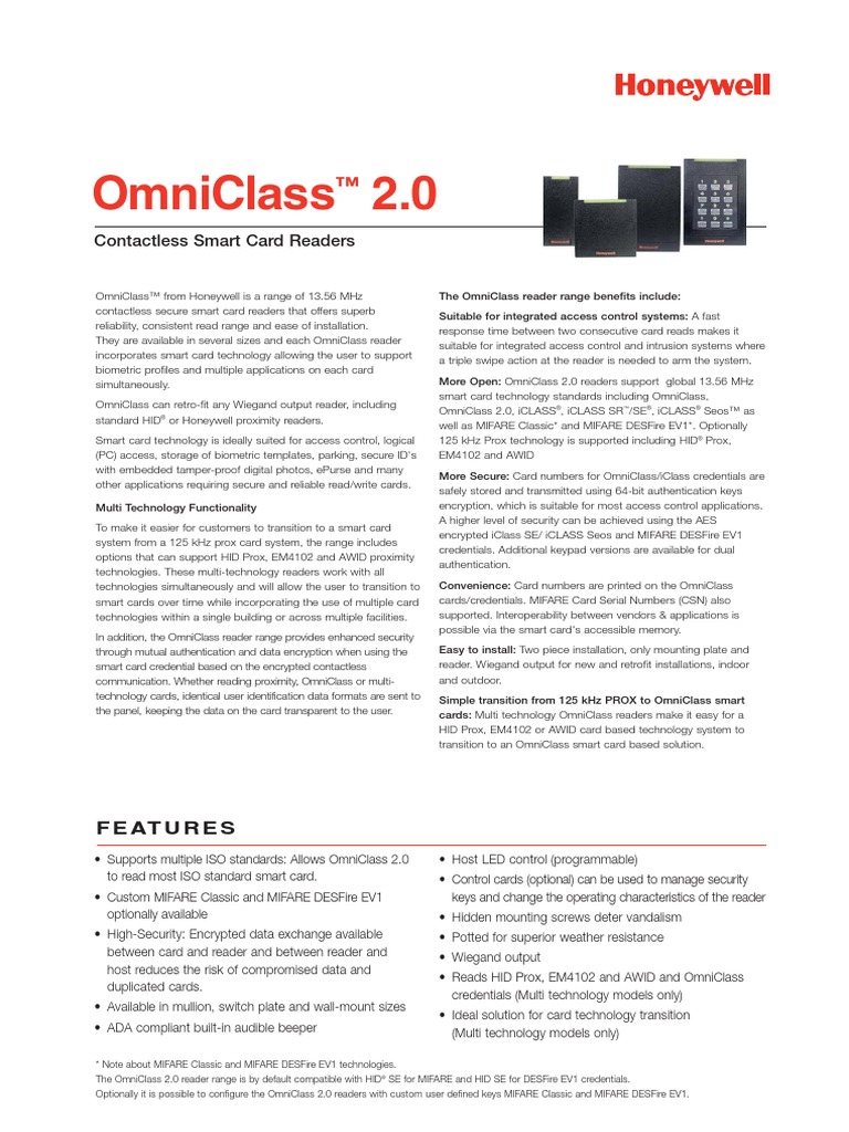 Has Omniclass en Ds e | Smart Card | Access Control
