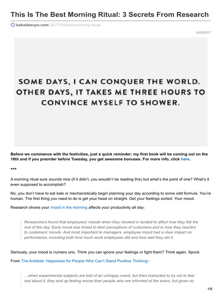 This Is The Best Morning Ritual 3 Secrets From Research | PDF | Feeling ...