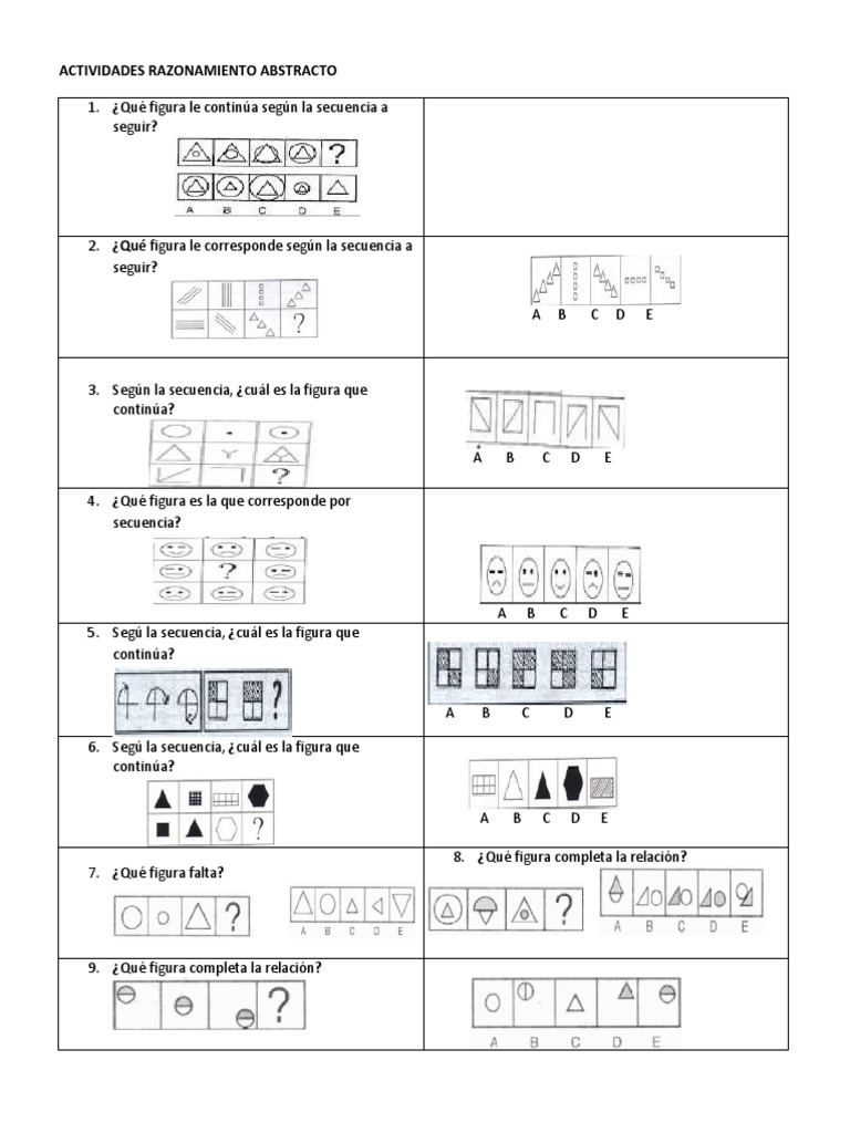 ACTIVIDADES Razonamiento Abstracto | PDF