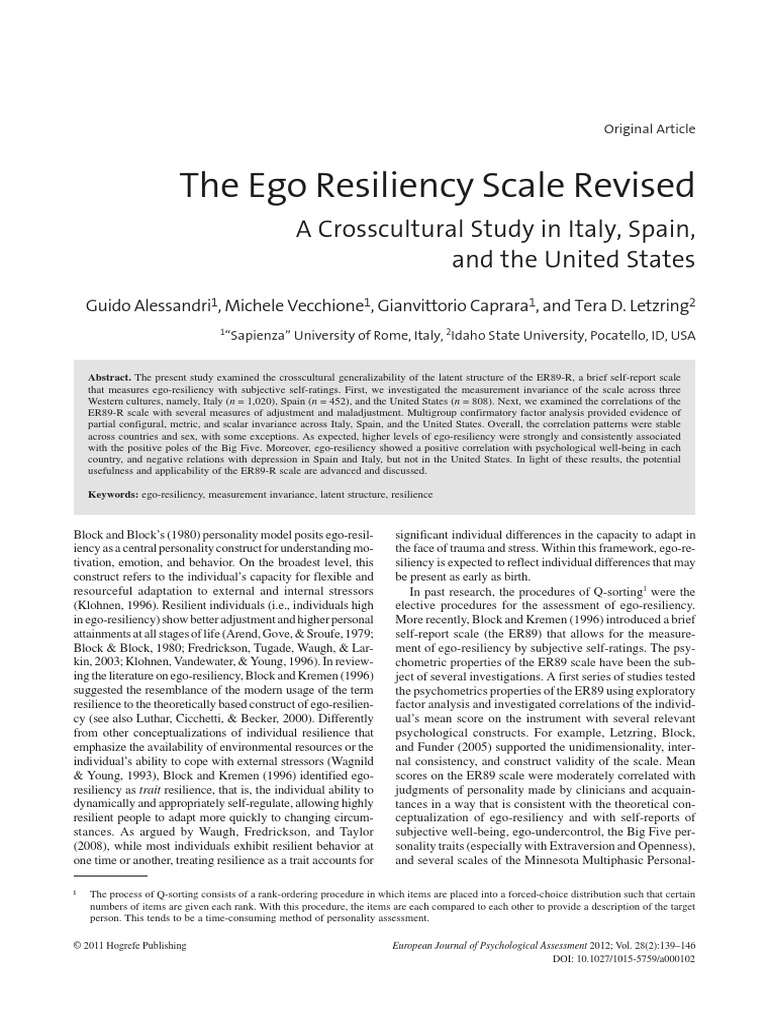 Alessandri Et Al., 2012 - ER Scale Revised | PDF | Extraversion And ...