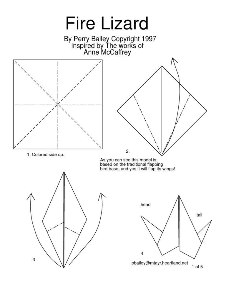 Origami - Fire Lizard Model | PDF | Home & Garden | Art