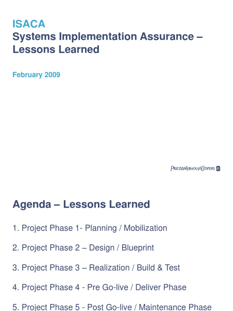 PWC Systems Implementation Lessons Learned | Download Free PDF | Audit | Business Process