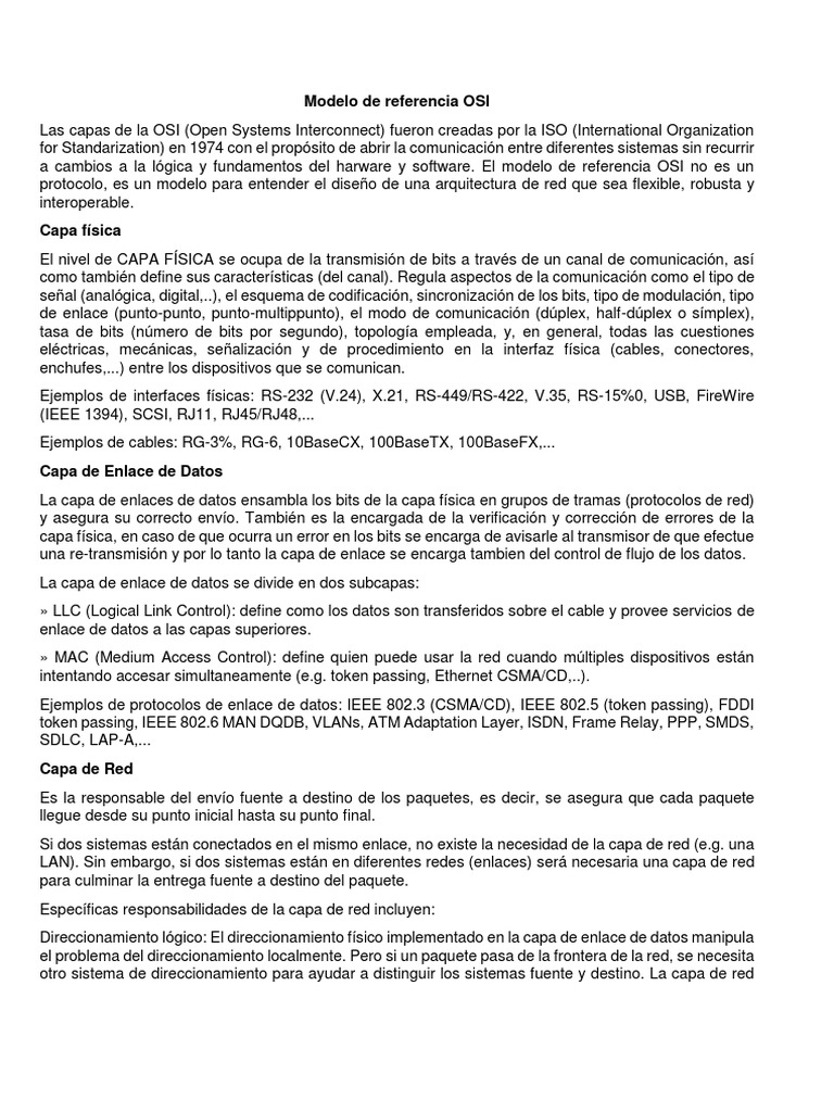 Modelo de Referencia OSI Imprimir | PDF | Red de computadoras ...