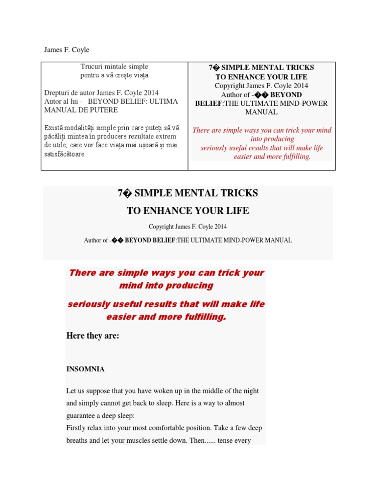 James F Coyle Trucuri Mintale Simple | PDF | Prayer | Sleep